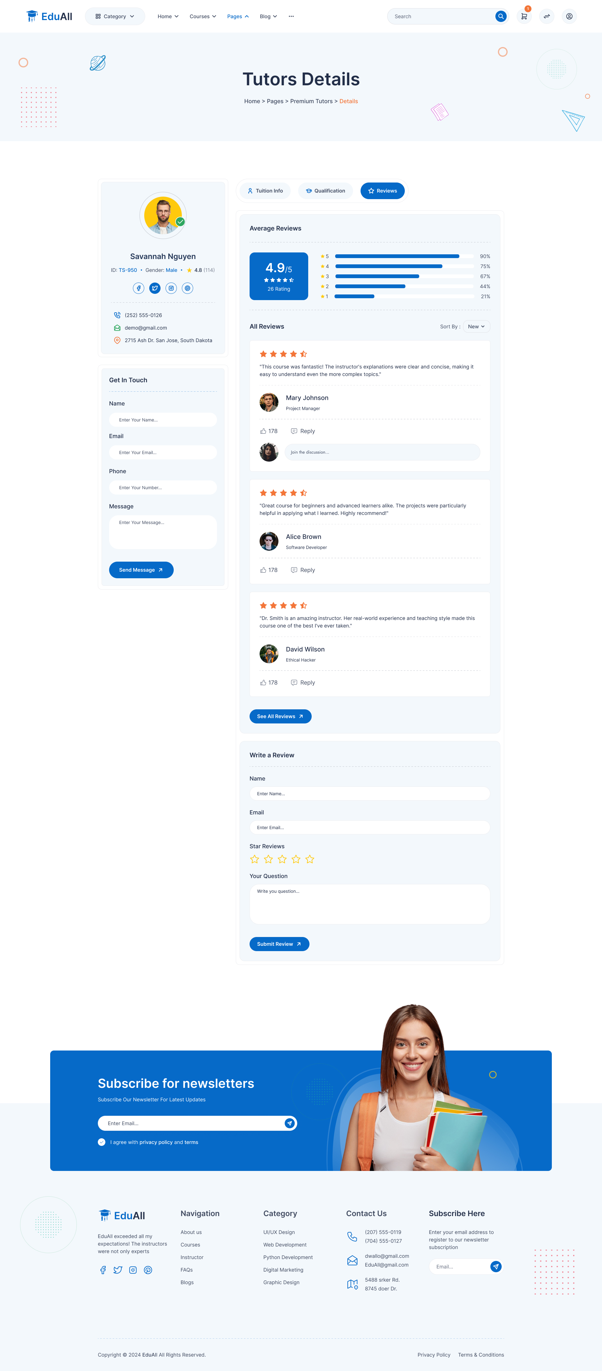 EduAll - LMS Tutors Education & Online Course UI Figma Template by wowtheme7